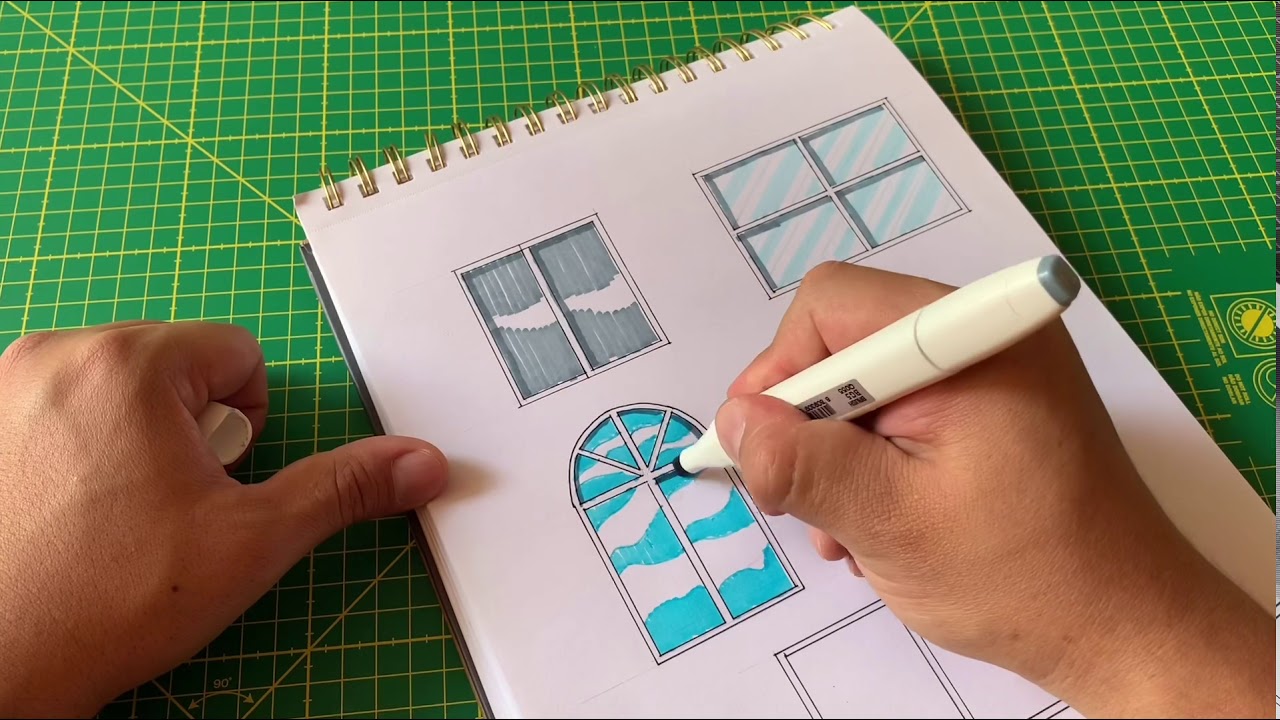 Dibujo de ventanas y sus texturas