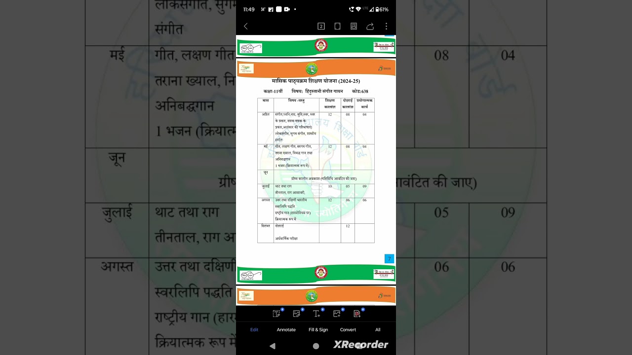 Class 11th Music Half Yearly Syllabus 2024