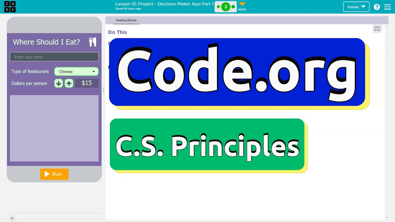 Code.org Lesson 12 Decision Maker App Part 1 | Planning Guide | Tutorial with Answers | Unit 4