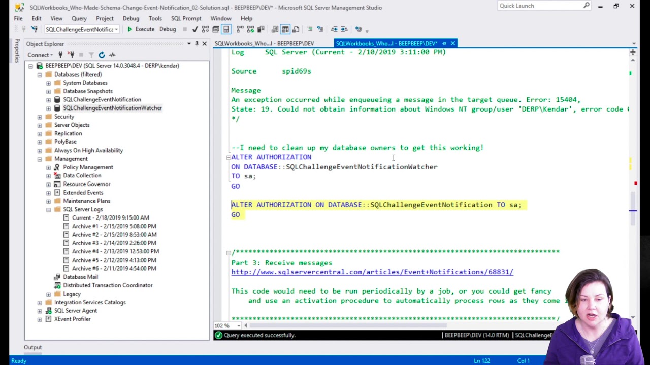 SQLChallenge: Event Notifications - Solution