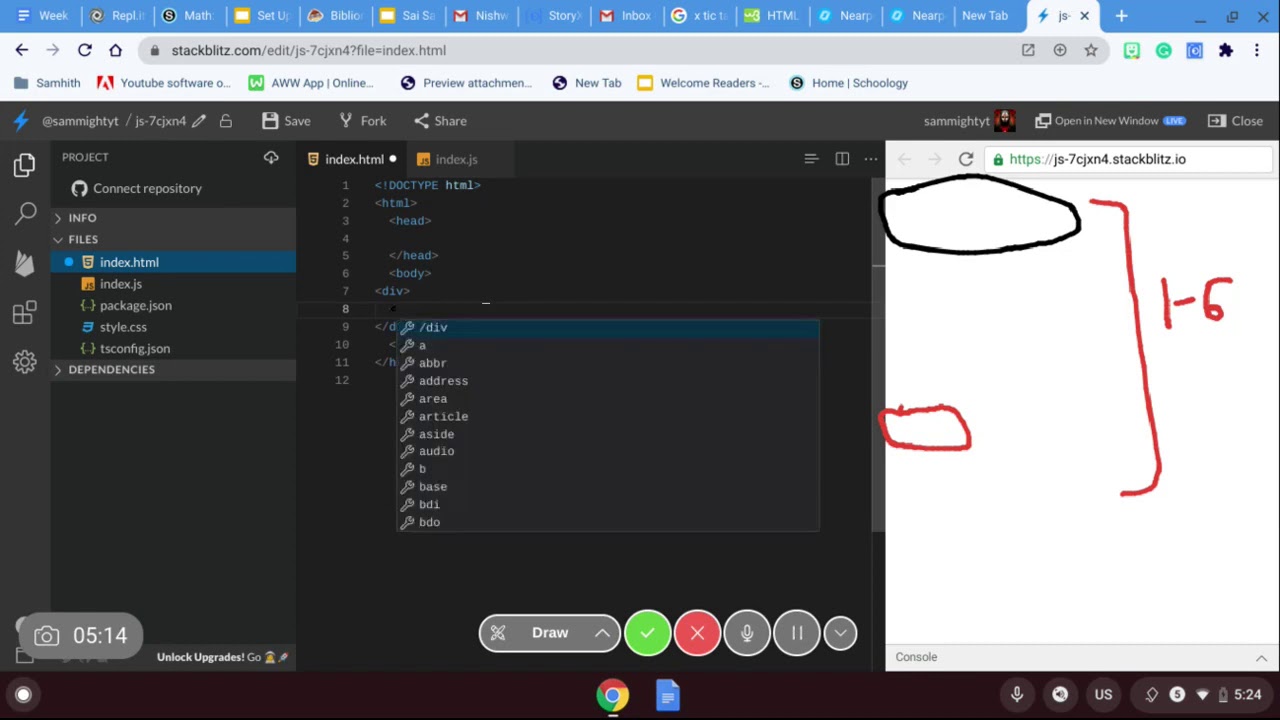 Basic HTML in Stackblitz