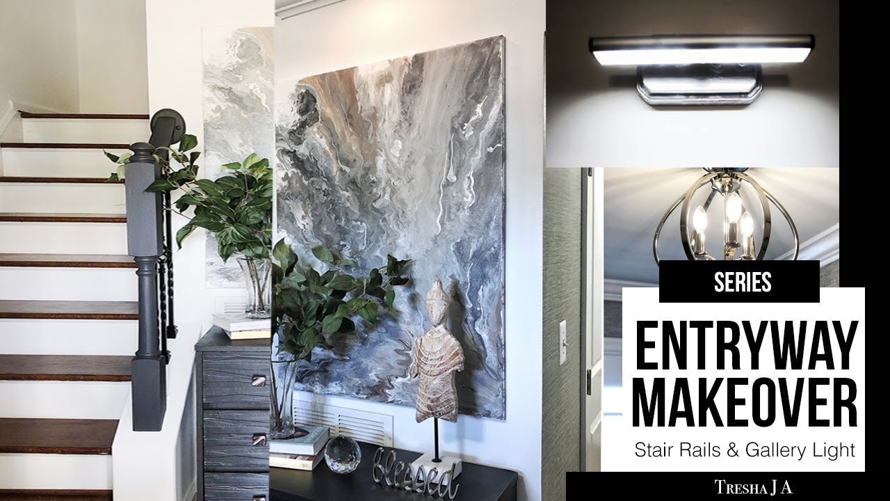 DIY Entryway Makeover - Stair Rails and Gallery Wall Light |  Episode 7