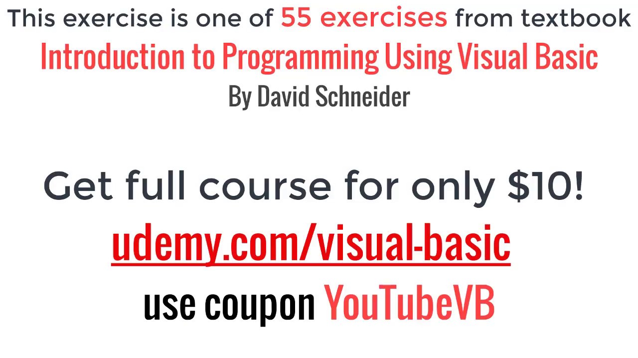 Introduction To Programming Using Visual Basic - Rental Cost