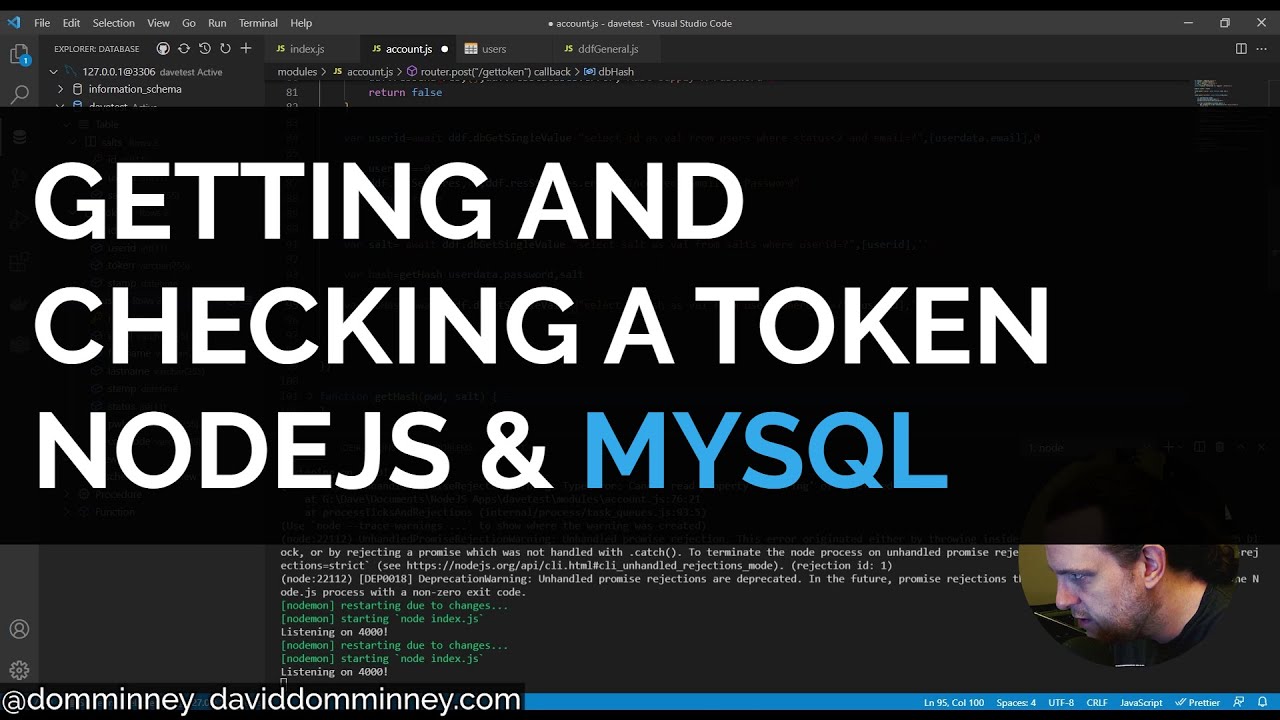 Getting And Checking A Token - Account API Build Using NodeJS, MySQL & Express - NJSV#3