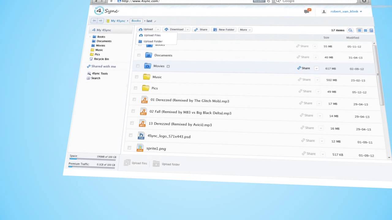 Learn how to upload and download files and folders on 4Sync