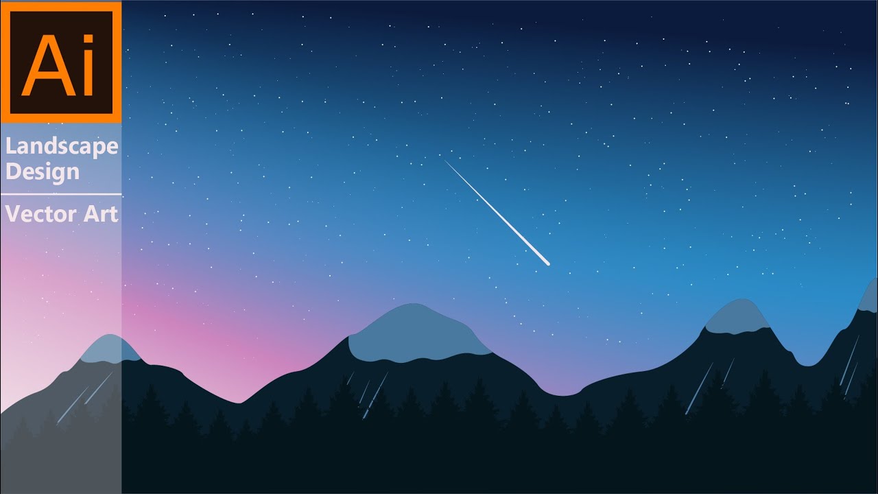 Mountains Vector Illustration [Adobe Illustrator Tutorial]