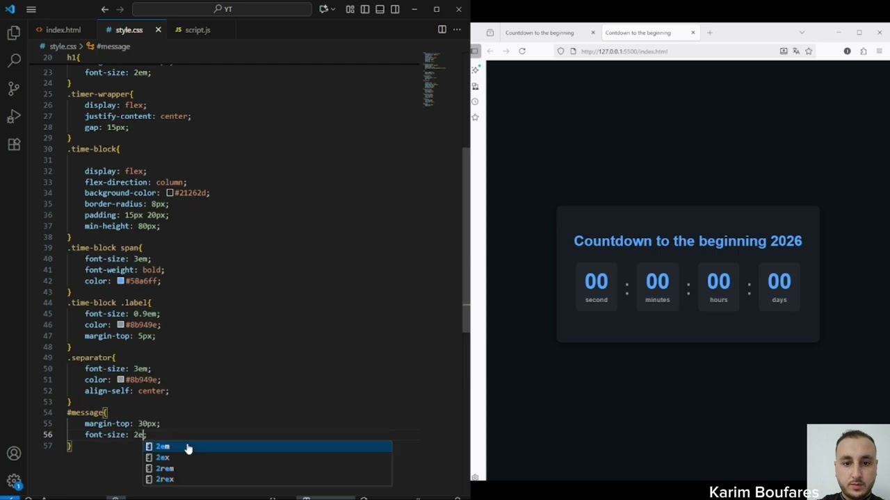 Build a Countdown Timer to 2026 using HTML, CSS & JavaScript | Beginner Web Project