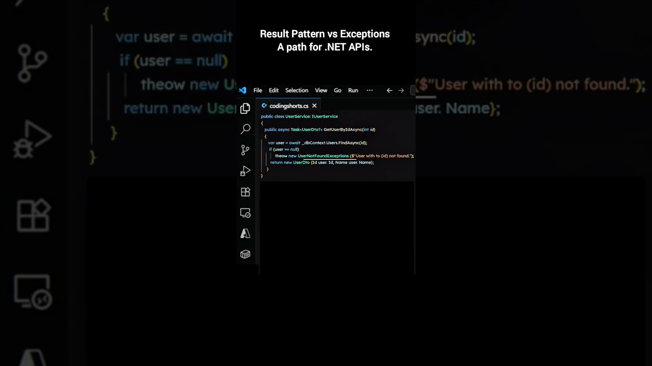 Result pattern vs Exceptions in .NET | #coding #shorts #skdotnetcodingconcept #dotnet #csharp #code
