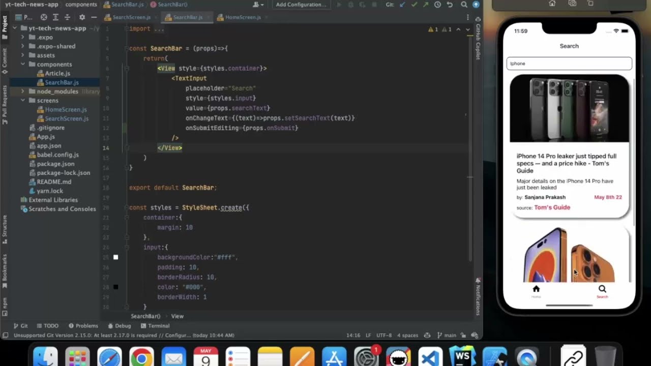 How To Build A News App Using React Native 6 -  Search Screen