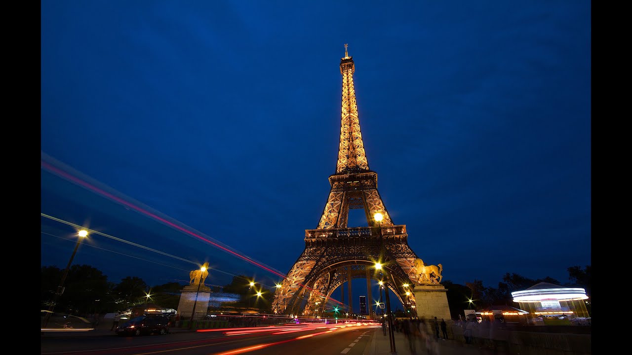 EIFFEL TOWER AT NIGHT, Paris France (Eiffel Tower sparkling & twinkling at night in Paris)