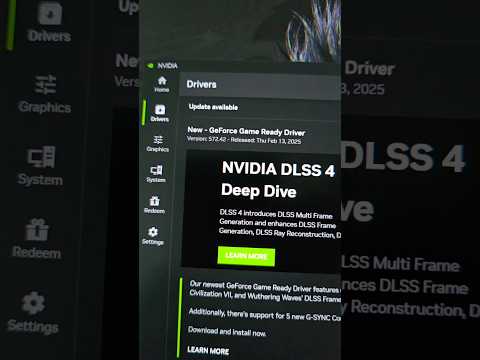 New Update Nvidia Drivers DLSS 4 #nvidia #dlss4
