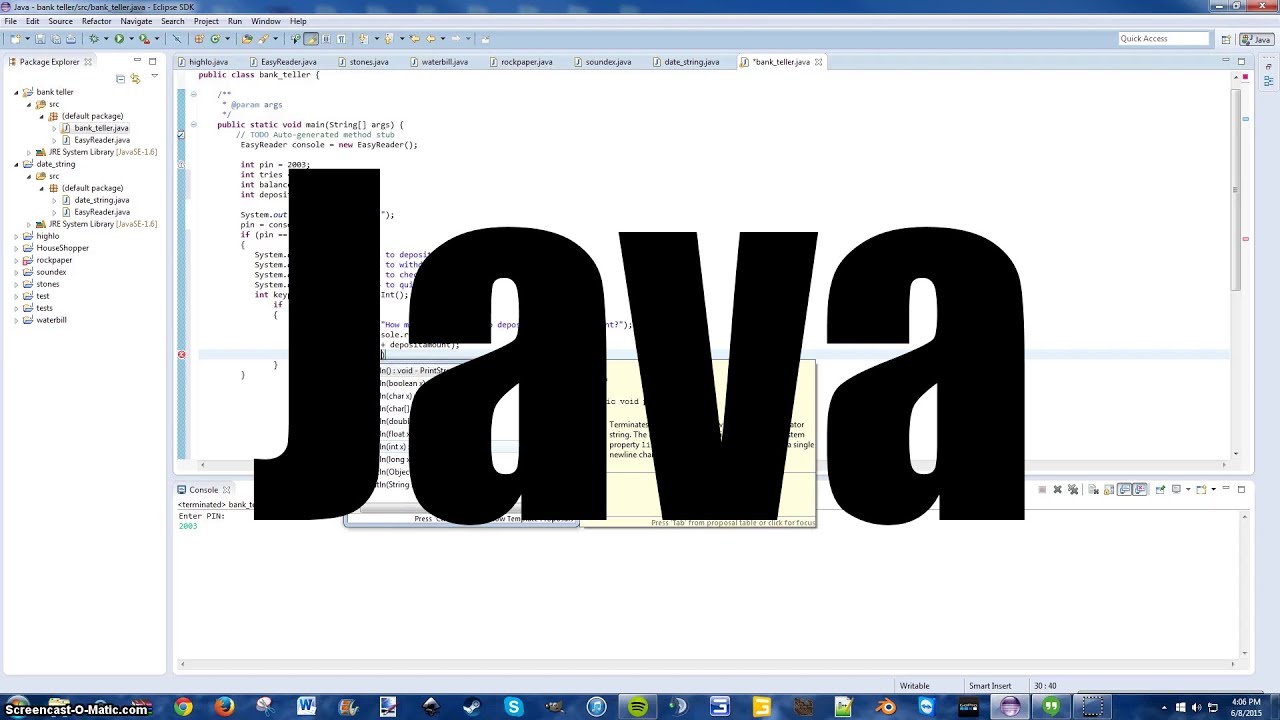 Java Bank Teller Project
