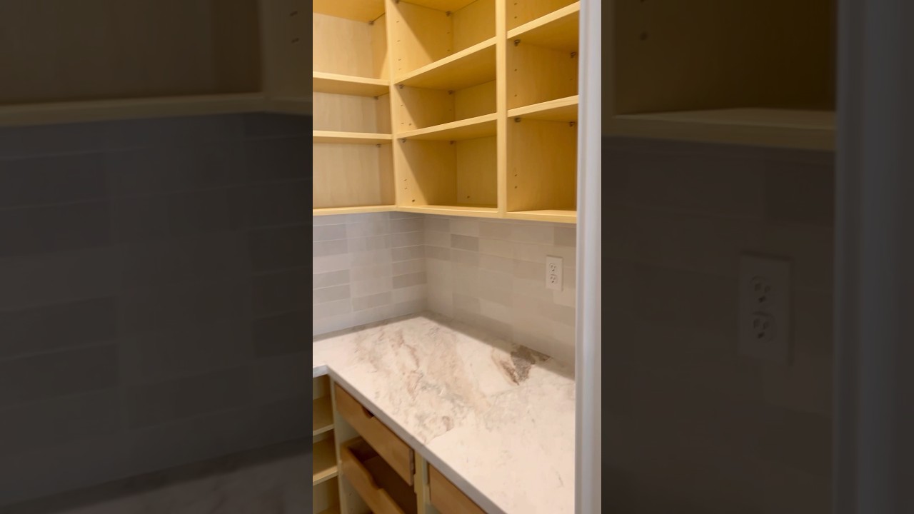 Leveling up our pantry w/ new cabinets, counters & backsplash. #remodel #pantry #pantryorganization