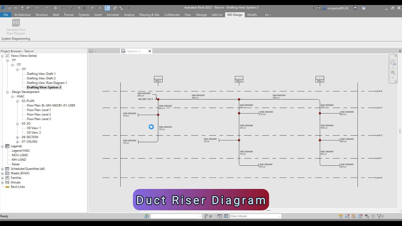 Duct Riser Diagram Revit addin Example 1
