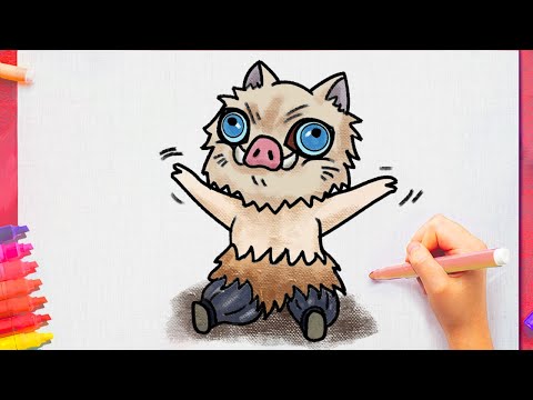 How to draw inosuke easy chibi demon slayer | Видео