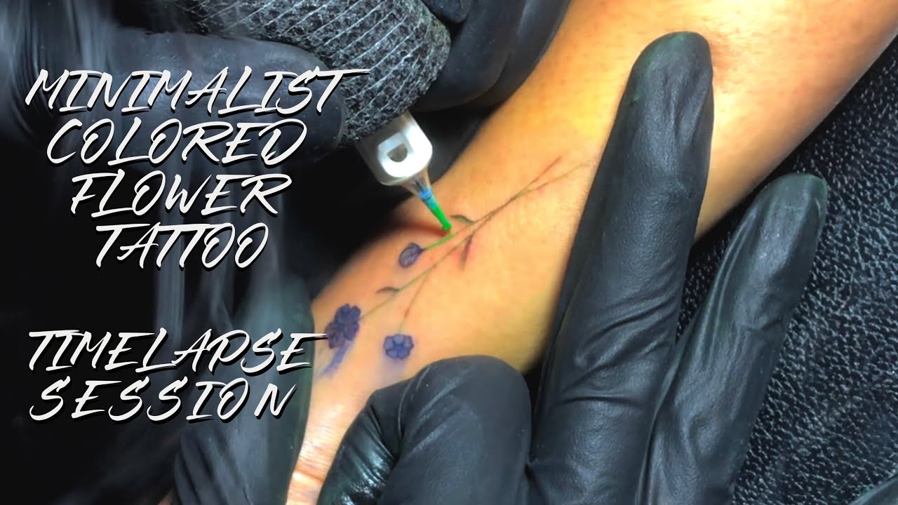 Minimalist Colored  Flower Tattoo