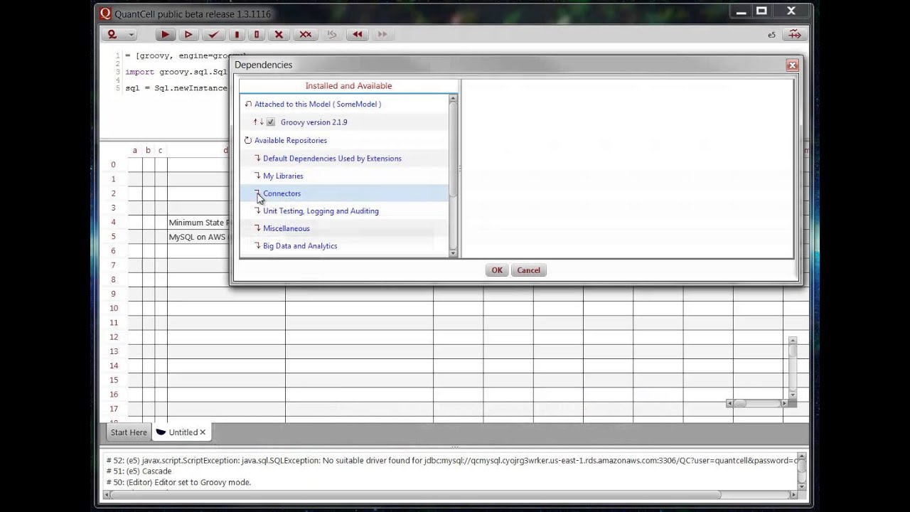 Using Groovy and SQL in QuantCell