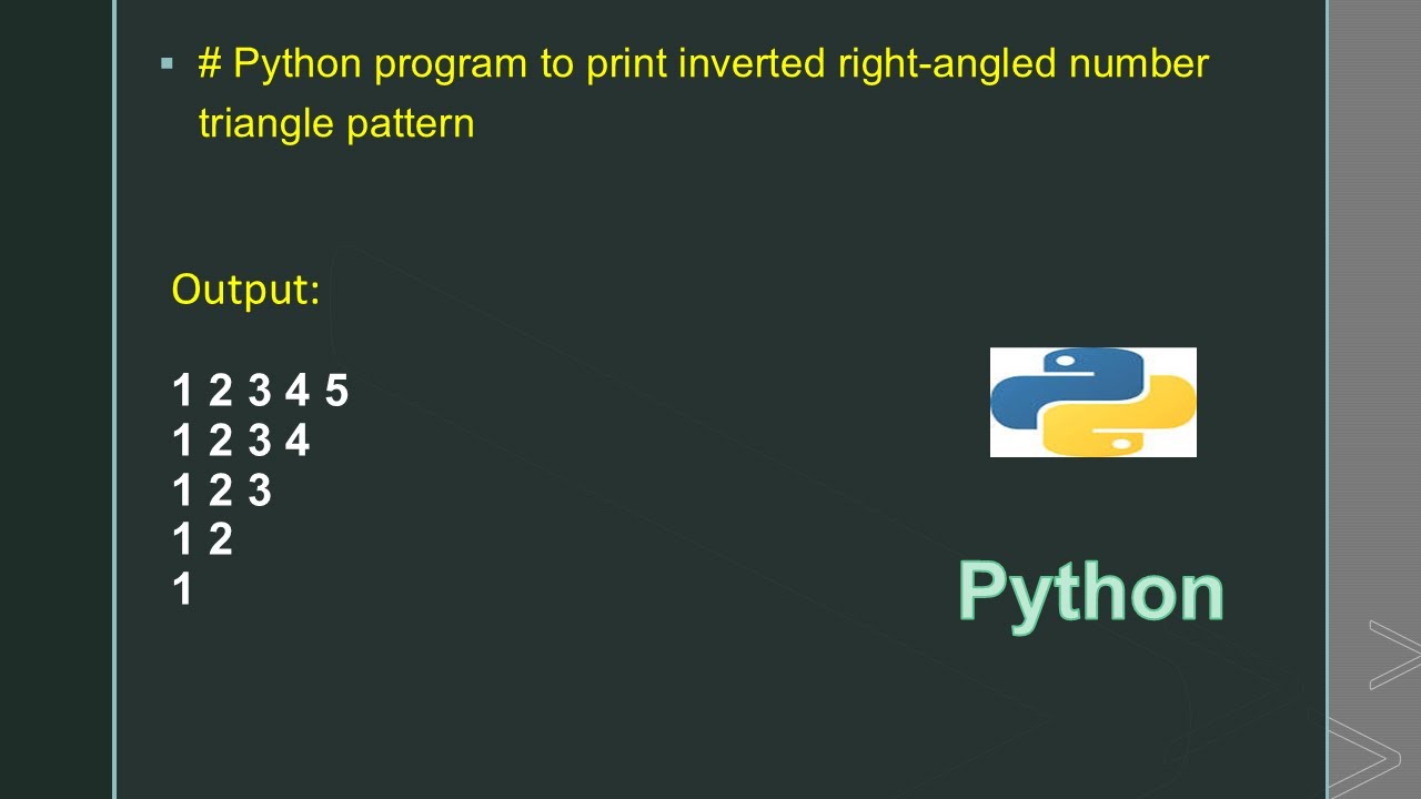 # Python program to print inverted right-angled number triangle pattern