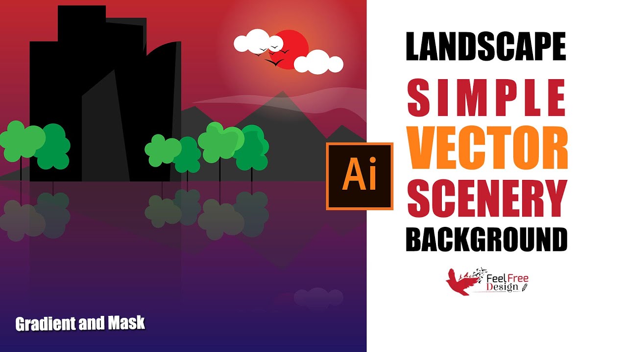 Illustrator tutorial | How to make easy vector landscape background | Simple illustration | Nature