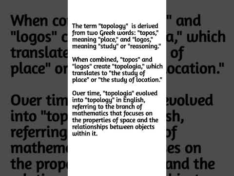 What is the etymology of the word "topology"? #etymology #mathematics #origin #maths
