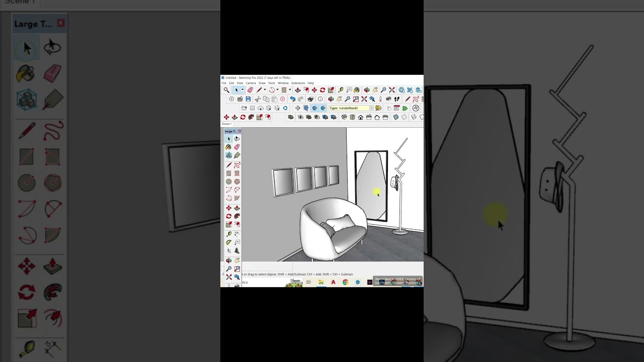 #sketchup   Realistic Mirror Material Tutorial.#shorts