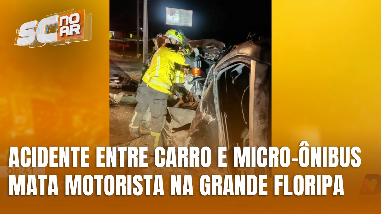 Acidente entre carro e micro-ônibus deixa motorista morto na Grande Florianópolis