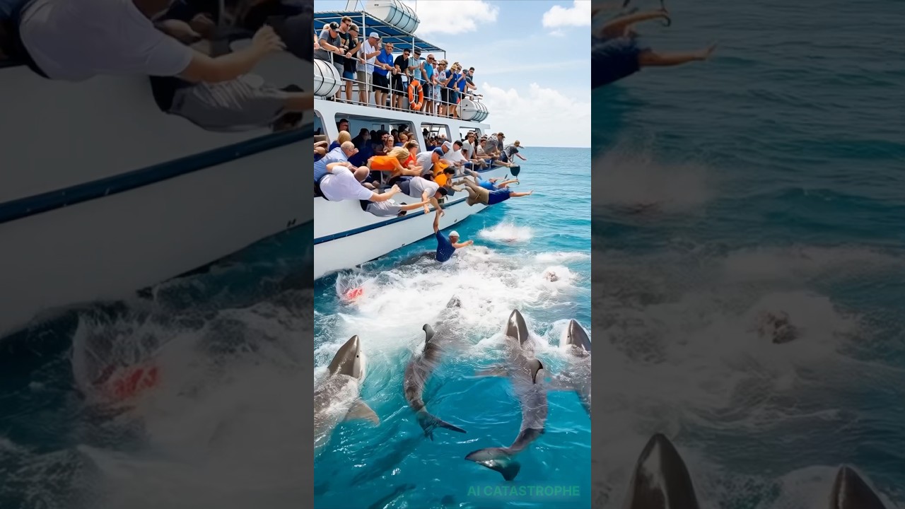 Shark Feeding Turns Into Chaos as Tourists Fall Overboard! 😱🦈