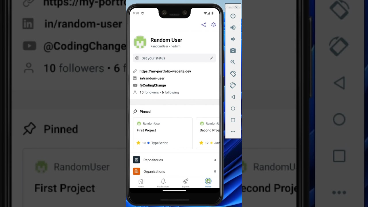 GitHub App UI Clone | React Native Projects