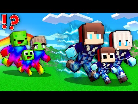 STORM Elemental Family Speedrunner vs RAINBOW Elemental Family Hunter : JJ vs Mikey in Minecraft!