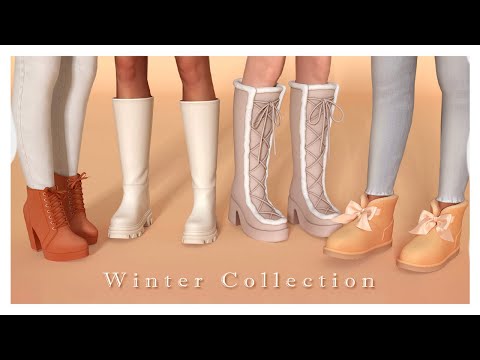 Winter Shoes Collection💛 Sims 4: Female Shoes CC Folder Showcase Mods Free Download