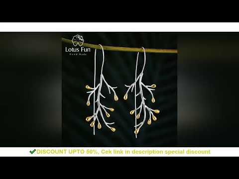 DEAL Lotus Fun Real 925 Sterling Silver Earrings Natural Creative Fine Jewelry Statement Tree Fashio