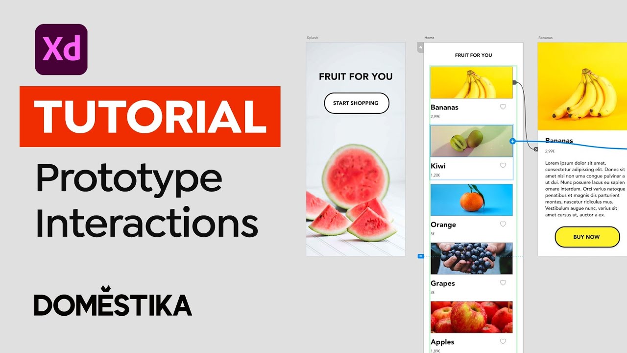 Tutorial Adobe XD: How to Add Basic Prototype Interactions - Ethan Parry | Domestika English