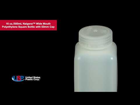 500mL Nalgene™ WM Polyethylene Square Bottle with 53mm Cap | U.S. Plastic Corporation®