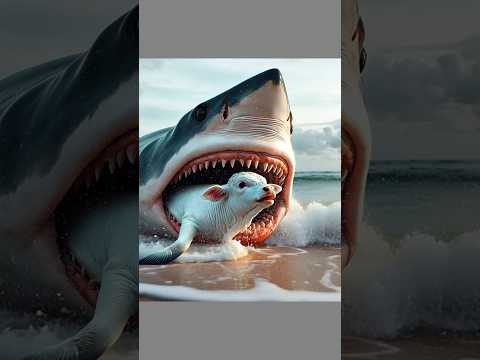 Shark 🦈 attacks a baby calf #cow #calf #shark #seaanimals #weakanimals #unity #babyanimals #shorts