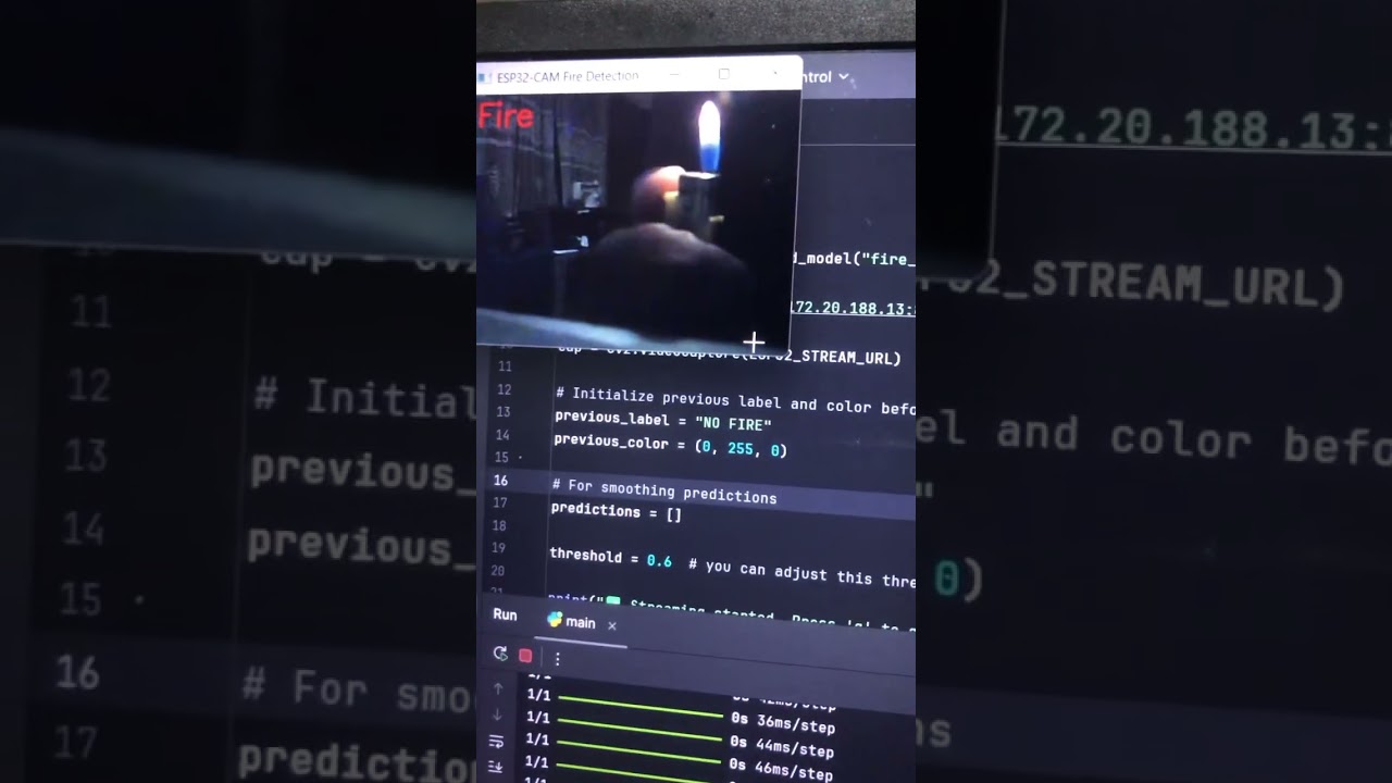 Fire detection using Image processing | ESP 32 CAM #shorts #ai #imageprocessing