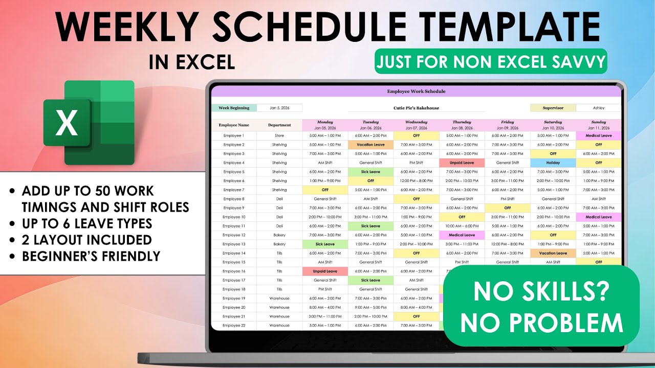 Employee Weekly Schedule Template | Full Tutorial