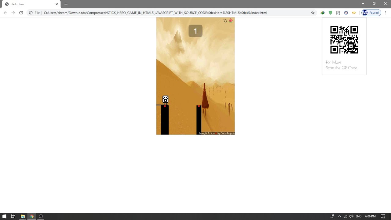 STICK HERO GAME IN HTML5, JAVASCRIPT WITH SOURCE CODE