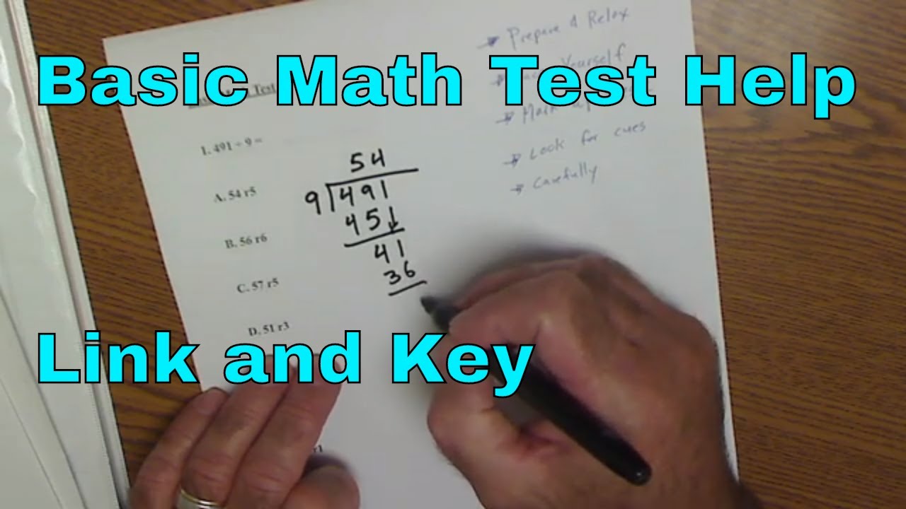 How to Succeed on Basic Math Test, with Link and Key