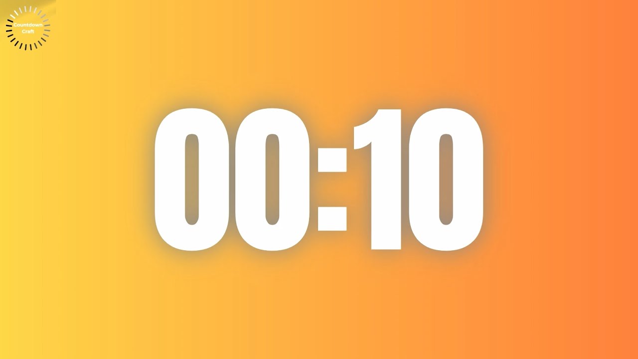 10 Seconds Countdown Timer (in Yellow & Orange Gradient Background)