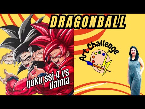 how to draw goku ssj4 vs goku daima | drawing dragon ball | cómo dibujar a goku #pcartchannel