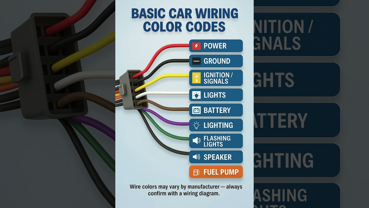 Car Wiring Color Codes in 1 Minute! ⚡ | Learn Basic Car Wiring | #Shorts