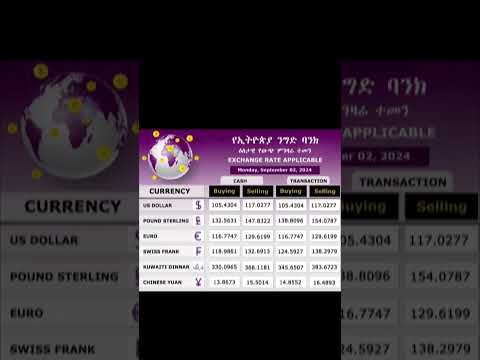 Ethiopian birr to foreign currency exchange rates sep 2/ነሃሴ 27 #ethiopianbirr #dollar_to_ethiopia
