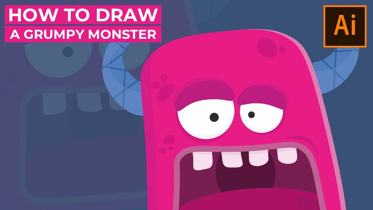 Vector monster, Flat design tutorial, Creature in Adobe Illustrator