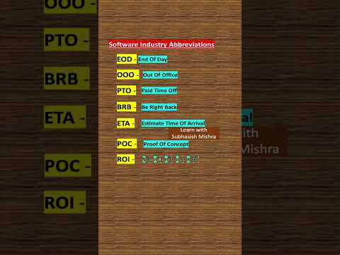 Software Industry Related Abbreviations - Part - 7 | EOD | OOO | POC | SME