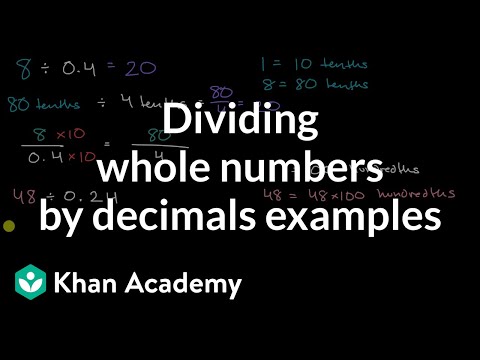 Dividing whole numbers by decimals examples (video) | Khan Academy