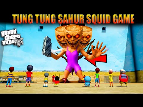 GTA V: Squid Game Evil Ballerina Cappuccina & Tung Tung Sahur Killed Franklin, Shinchan, Doraemon