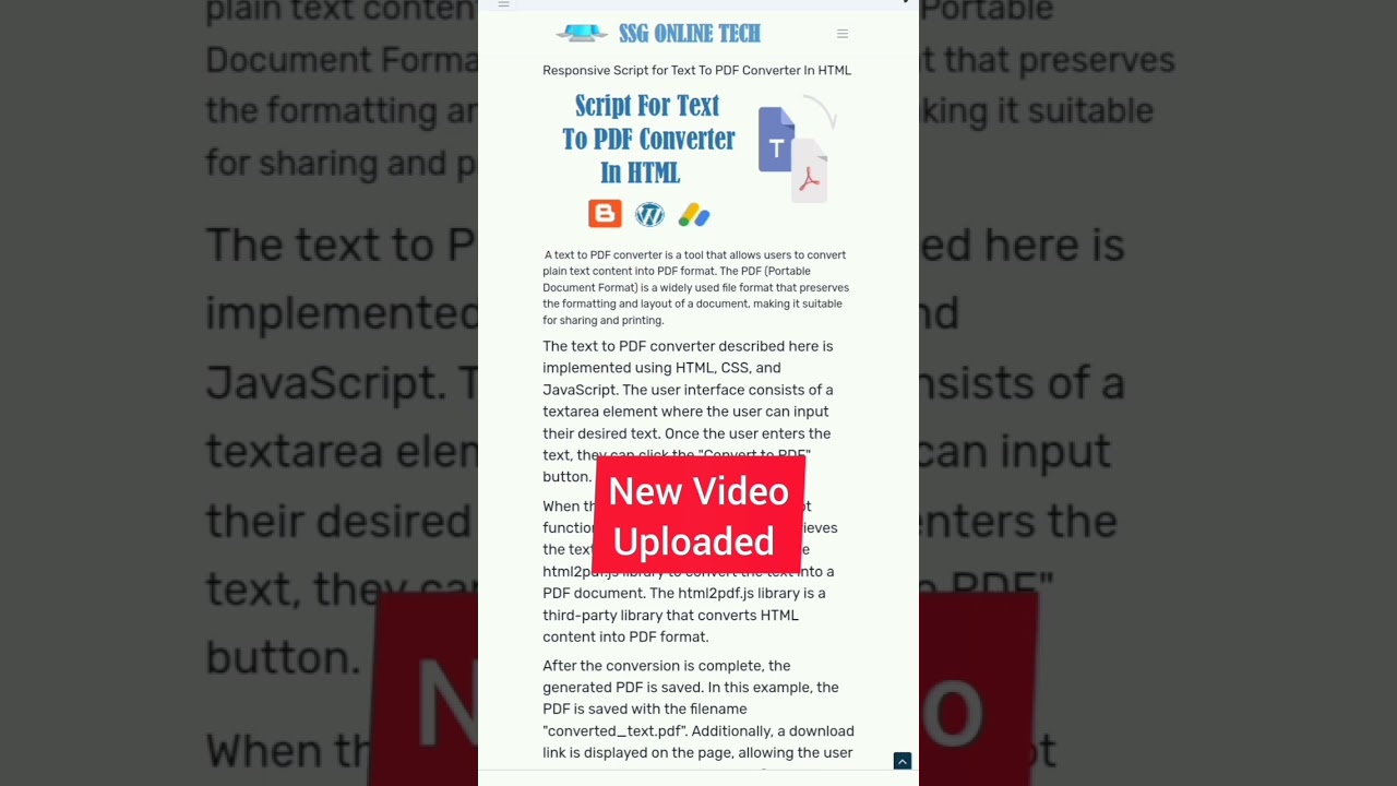 Script for Text to PDF Converter #ssgonlinetech #script