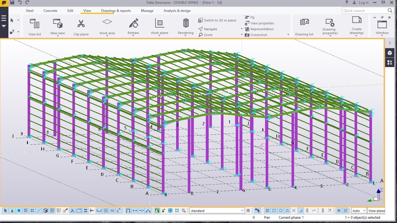 Double Span Portal Frame Modelling in TEKLA STRUCTURES 2016