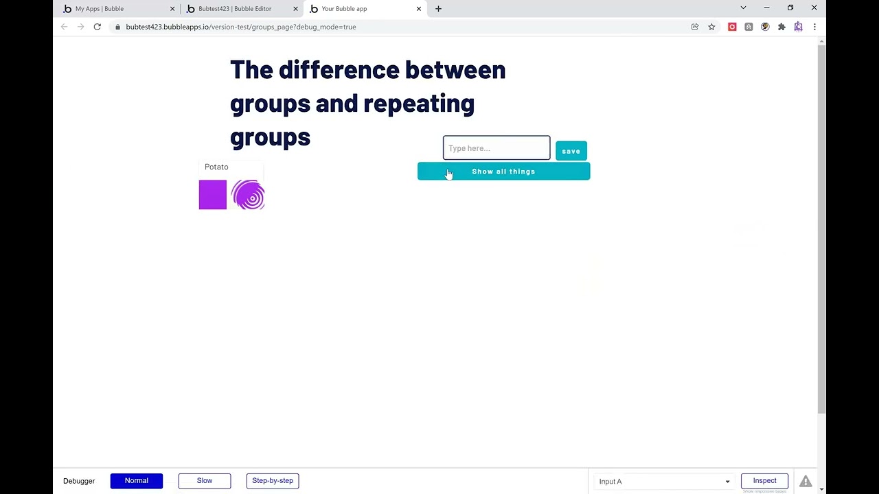 group and repeating groups in bubble.io