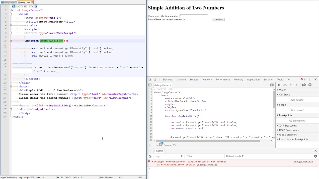 Debugger - Simple JavaScript Troubleshooting